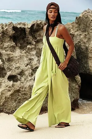 Free People FP Movement Hot Shot Strappy Onesie Honeydew
