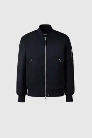 Mackage Emilio Satin Bomber Jacket - Navy