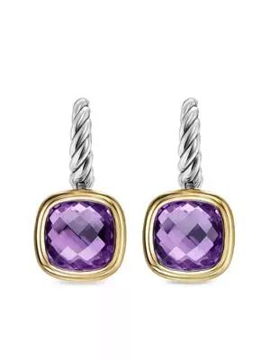 David Yurman 18kt Yellow Gold And Sterling Albion Amethyst Drop Earrings - Silver