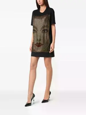 Philipp Plein Rhinestone-embellished Jersey Dress