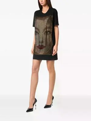 Philipp Plein Rhinestone-embellished Jersey Dress - Black