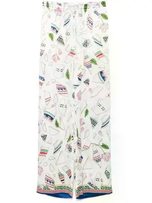 Casablanca Le Vase Brise Silk Trousers - White