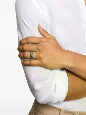 David Yurman Sterling Chevron Diamond Ring - Silver