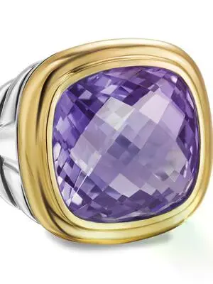 David Yurman 18kt Yellow Gold And Sterling Albion Amethyst Ring - Silver