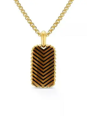 David Yurman 18kt Yellow Tiger Eye Chevron Pendant - Gold