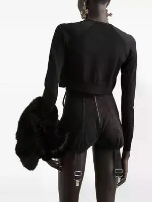 Dolce & Gabbana Ribbed Cropped Cardigan - Black