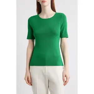 TAHARI ASL Short Sleeve Sweater - Emerald