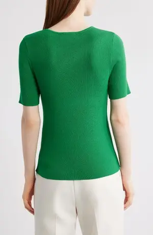 TAHARI ASL Short Sleeve Sweater - Emerald