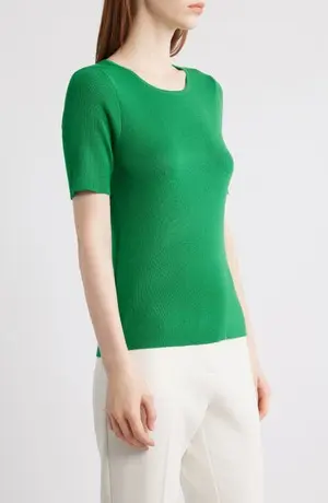 TAHARI ASL Short Sleeve Sweater - Emerald
