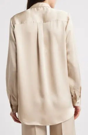 TAHARI ASL Satin Button-up Shirt