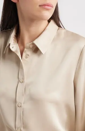 TAHARI ASL Satin Button-up Shirt