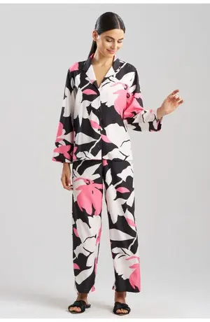 Natori Niwashi Notch Pj Set - Pink/black