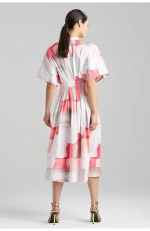 Natori Chiyo Pleat Release Dress - Coral