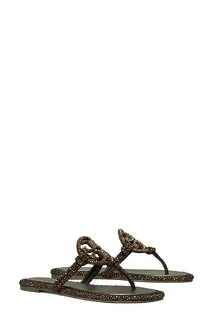 Tory Burch Miller Knotted Crystal Flip Flop - Cocoa