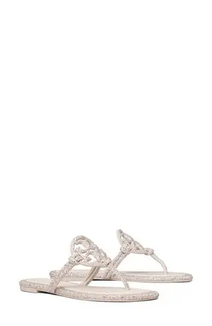Tory Burch Miller Knotted Crystal Flip Flop - Pearl