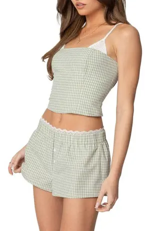 EDIKTED Lenorah Plaid Crop Top