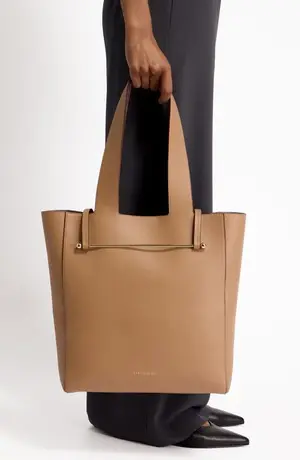 Strathberry Melody Fine Grain Leather Tote - Caramel