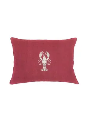 Anaya Lobster Trap Embroidered Linen Pillow With Down Insert - White