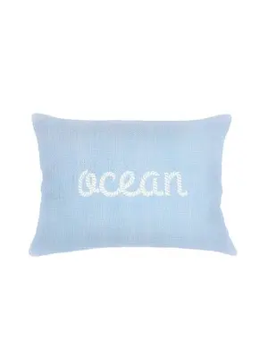 Anaya Ocean Knot Embroidered Linen Pillow With Down Alternative Insert - White