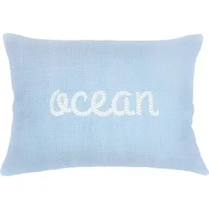 Anaya Ocean Knot Embroidered Linen Pillow With Down Insert