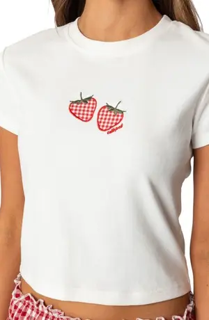 EDIKTED Embroidered Baby Tee