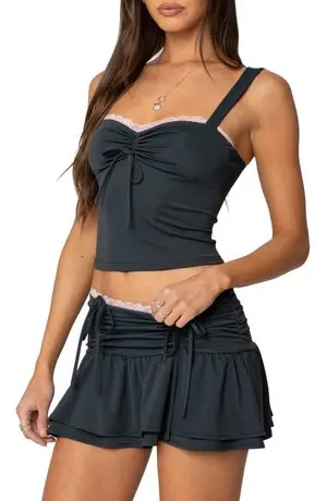 EDIKTED Claudina Ruched Crop Tank