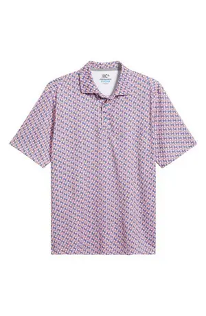 Johnston & Murphy Xc4® + Cool Degree™ Mini Martini Print Performance Golf Polo - Pink Multi