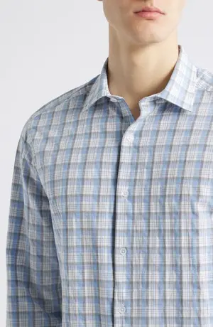Johnston & Murphy Outline Grid Plaid Button-up Shirt