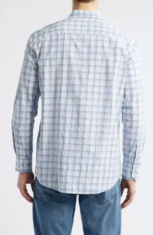 Johnston & Murphy Outline Grid Plaid Button-up Shirt