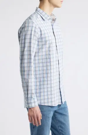 Johnston & Murphy Outline Grid Plaid Button-up Shirt