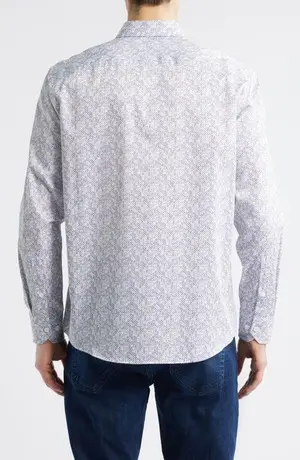 Johnston & Murphy Circle Grid Print Button Down Shirt