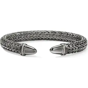 John Hardy Spear 50 Flex Cuff Bracelet With Diamonds - Dark Silver/ Diamond .25ct