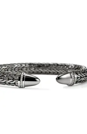 John Hardy Spear 50 Flex Cuff Bracelet With Diamonds - Dark Silver/ Diamond .25ct