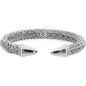 John Hardy Spear 50 Flex Cuff Bracelet With Diamonds - Silver White Diamond .25ct