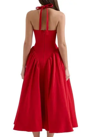House Of Cb Marilyn Halter Midi Dress - Haute Red