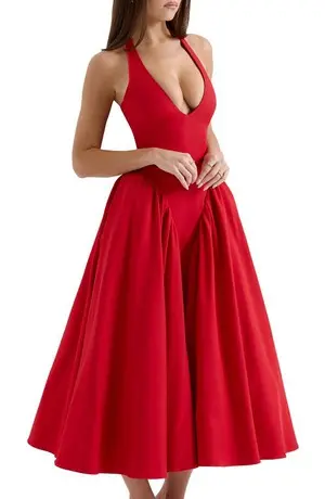 House Of Cb Marilyn Halter Midi Dress - Haute Red
