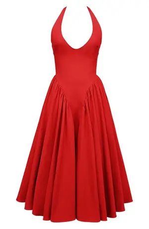 House Of Cb Marilyn Halter Midi Dress - Haute Red
