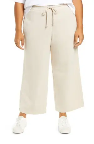 Vince Crop Drawstring Fleece Pants - Pale Fawn