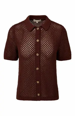 Onia Crochet Knit Button-up Shirt