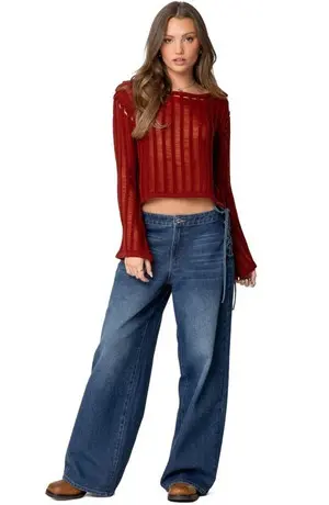 EDIKTED Katt Lace Up Baggy Jeans