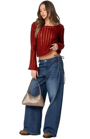 EDIKTED Katt Lace Up Baggy Jeans