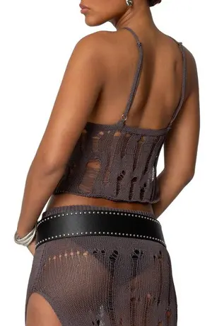 EDIKTED Jaynie Distressed Camisole Sweater