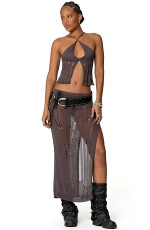 EDIKTED Jaynie Distressed Camisole Sweater