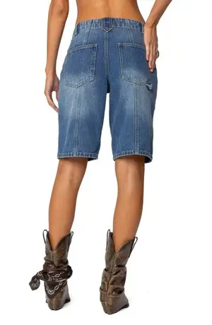 EDIKTED Tris Low-rise Denim Bermuda Shorts