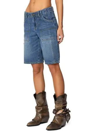 EDIKTED Tris Low-rise Denim Bermuda Shorts