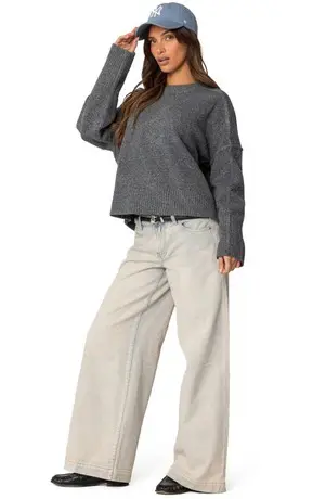 EDIKTED Shirley Oversize Crewneck Sweater - Dark-gray