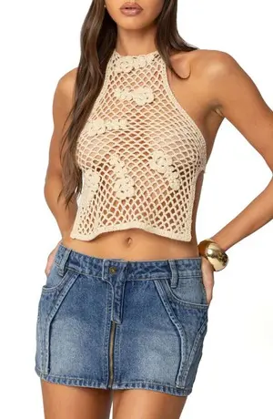 EDIKTED Syd Crochet Halter Top