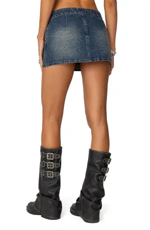 EDIKTED Guinevere Distressed Denim Miniskirt