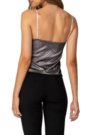 EDIKTED Janie Polka Dot Mesh Camisole