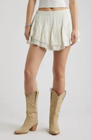Bp. Lace Trim Ruffle Skort - Ivory